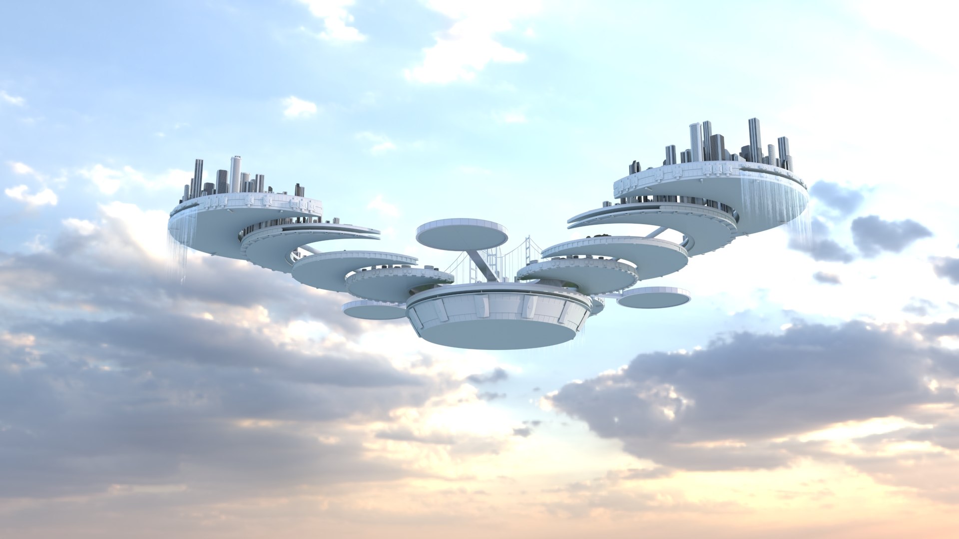 Sci-Fi Futuristic Future Flying City 3D Model - TurboSquid 2316386
