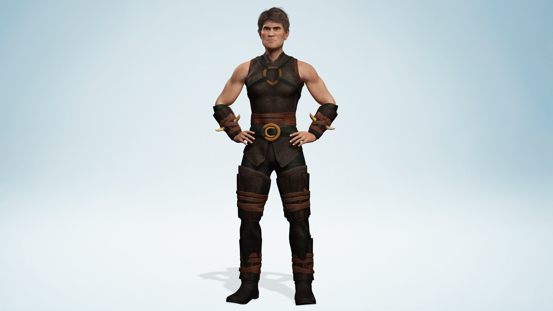3D Warrior Barbarian Fighter Rigged Adventurer Male Model - TurboSquid ...