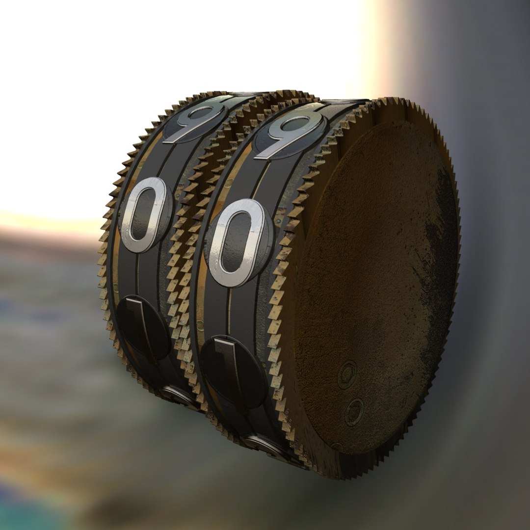 3d C4d Rusted Metal Rotary Counter