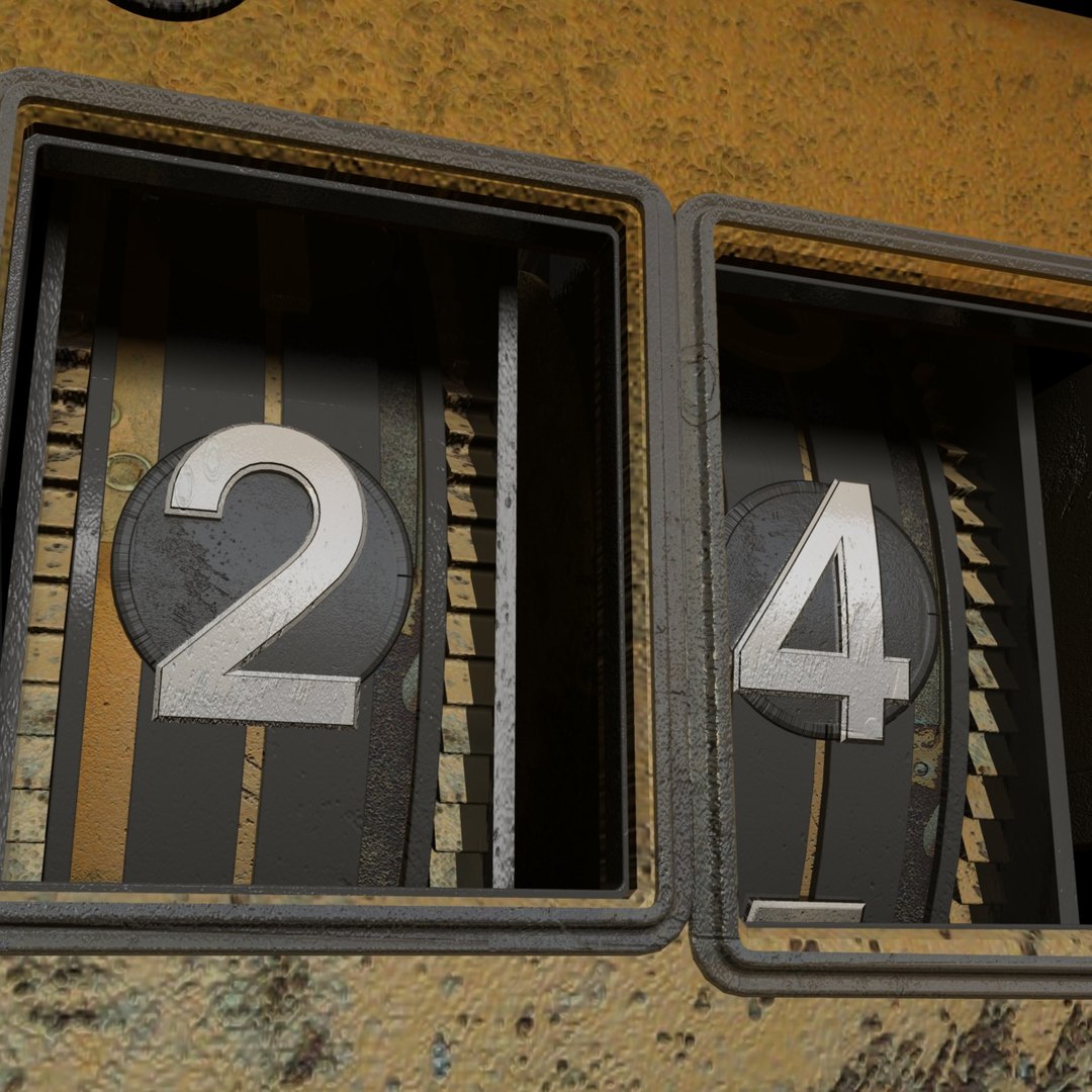 3d C4d Rusted Metal Rotary Counter