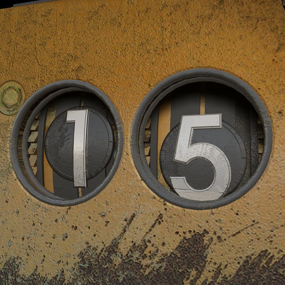 3d C4d Rusted Metal Rotary Counter