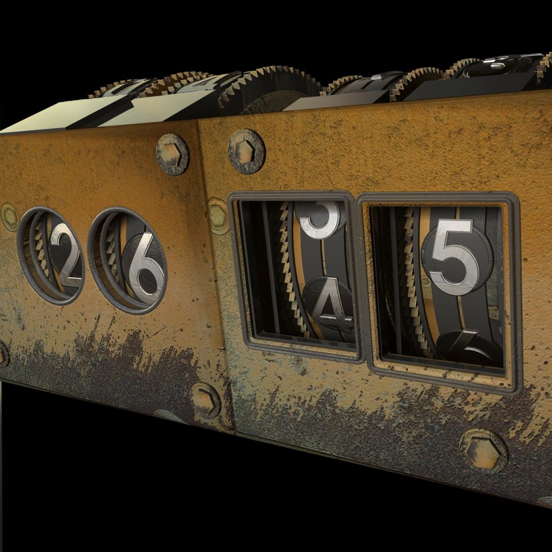 3d C4d Rusted Metal Rotary Counter