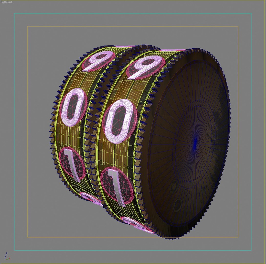 3d C4d Rusted Metal Rotary Counter
