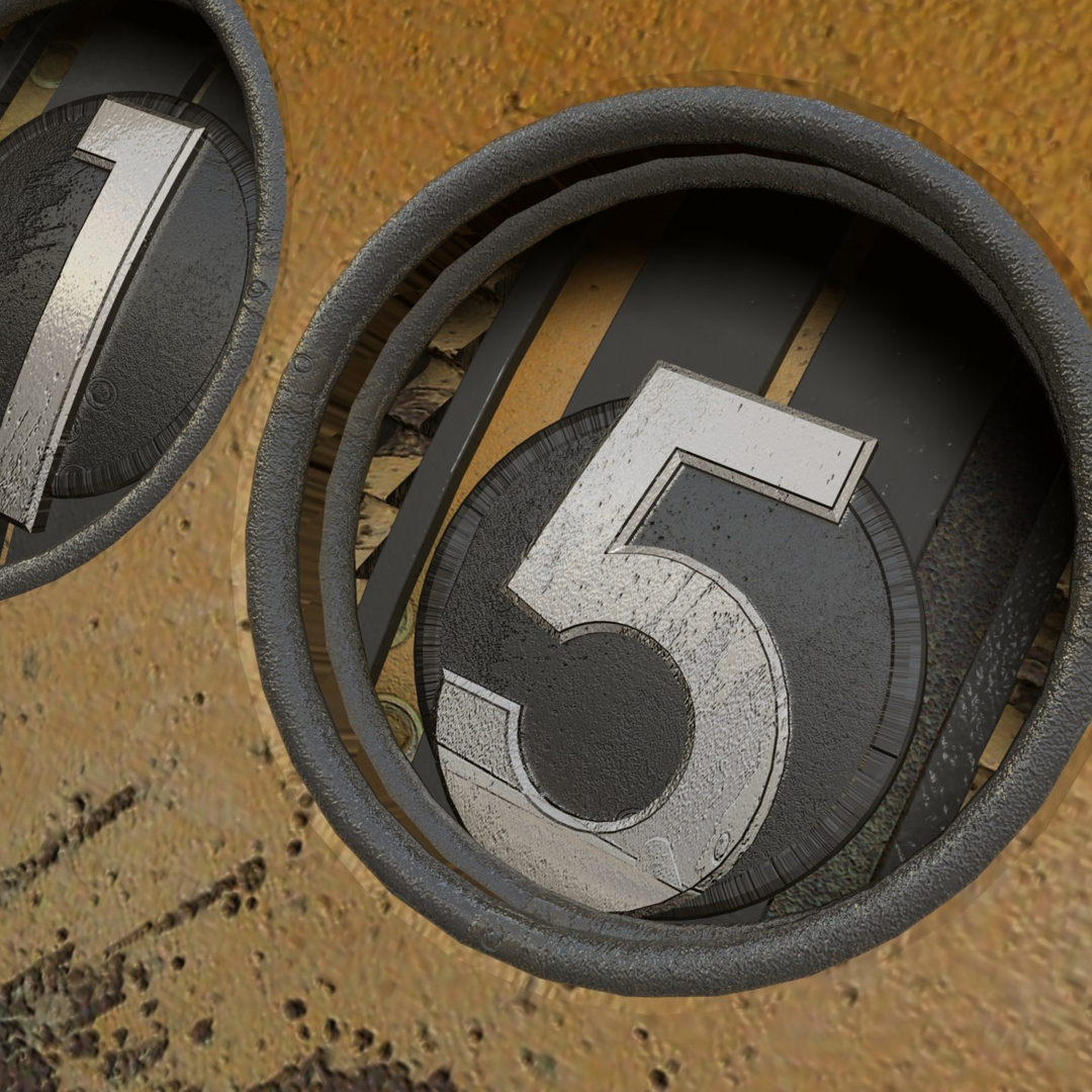 3d c4d rusted metal rotary counter