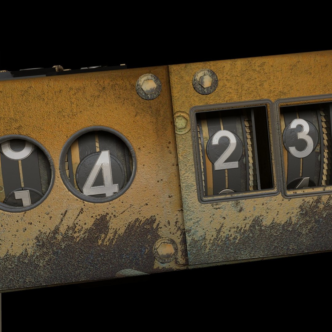 3d C4d Rusted Metal Rotary Counter