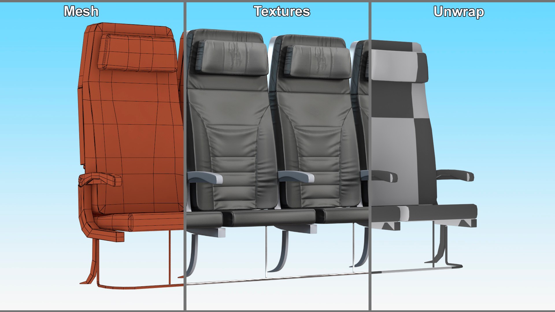 3D Passenger Seat Chairs Model - TurboSquid 2339107