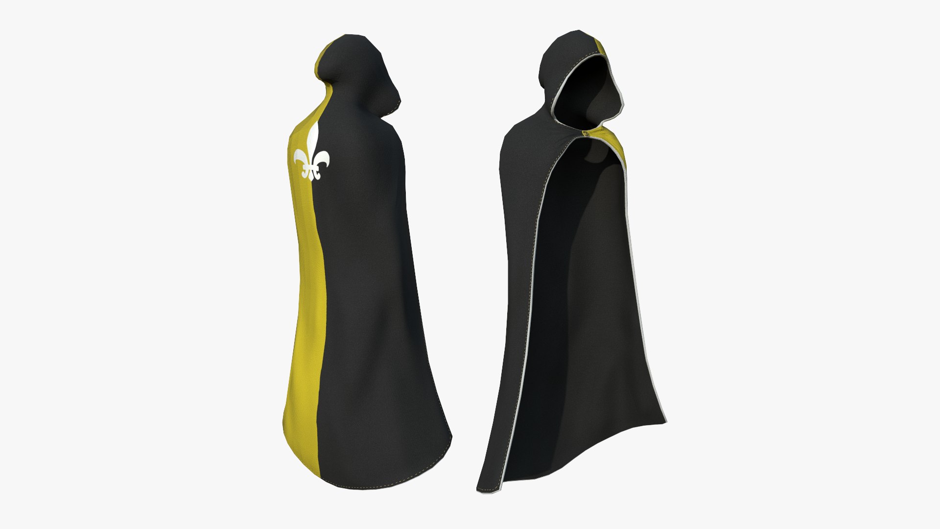 3D Medieval Cloak A07 Yellow Black - Fantasy Character Design ...