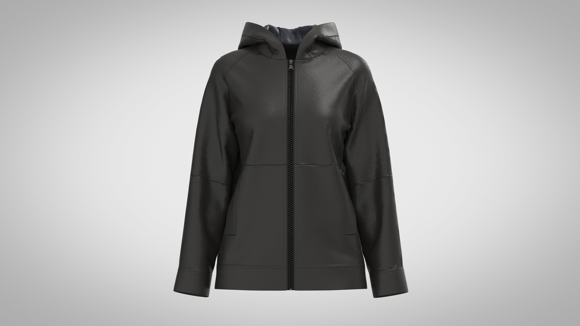 3D Model Leather Zip-up Hooded Jacket - TurboSquid 2243843