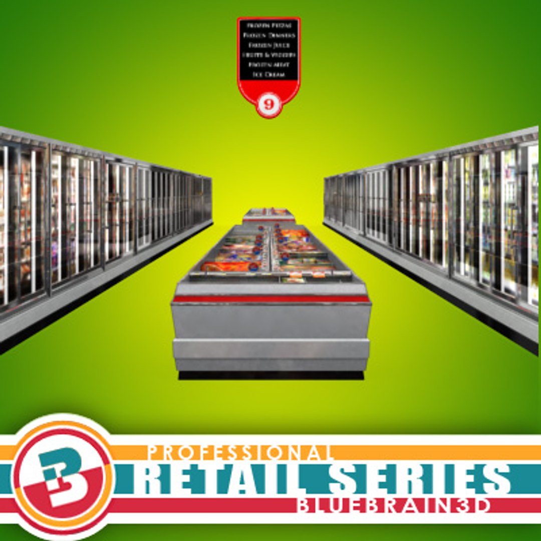 3d model grocery store freezer aisle