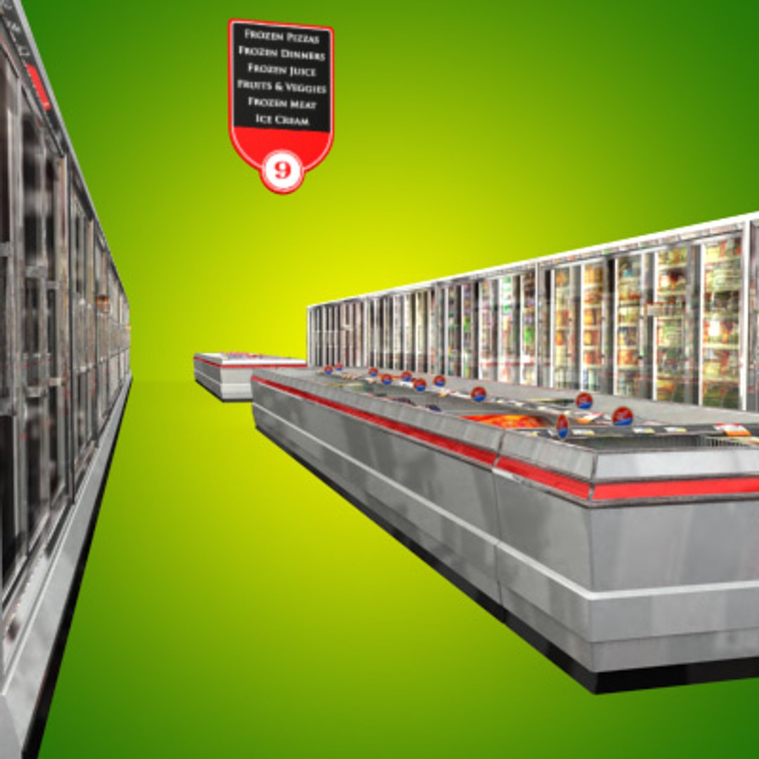 3d model grocery store freezer aisle