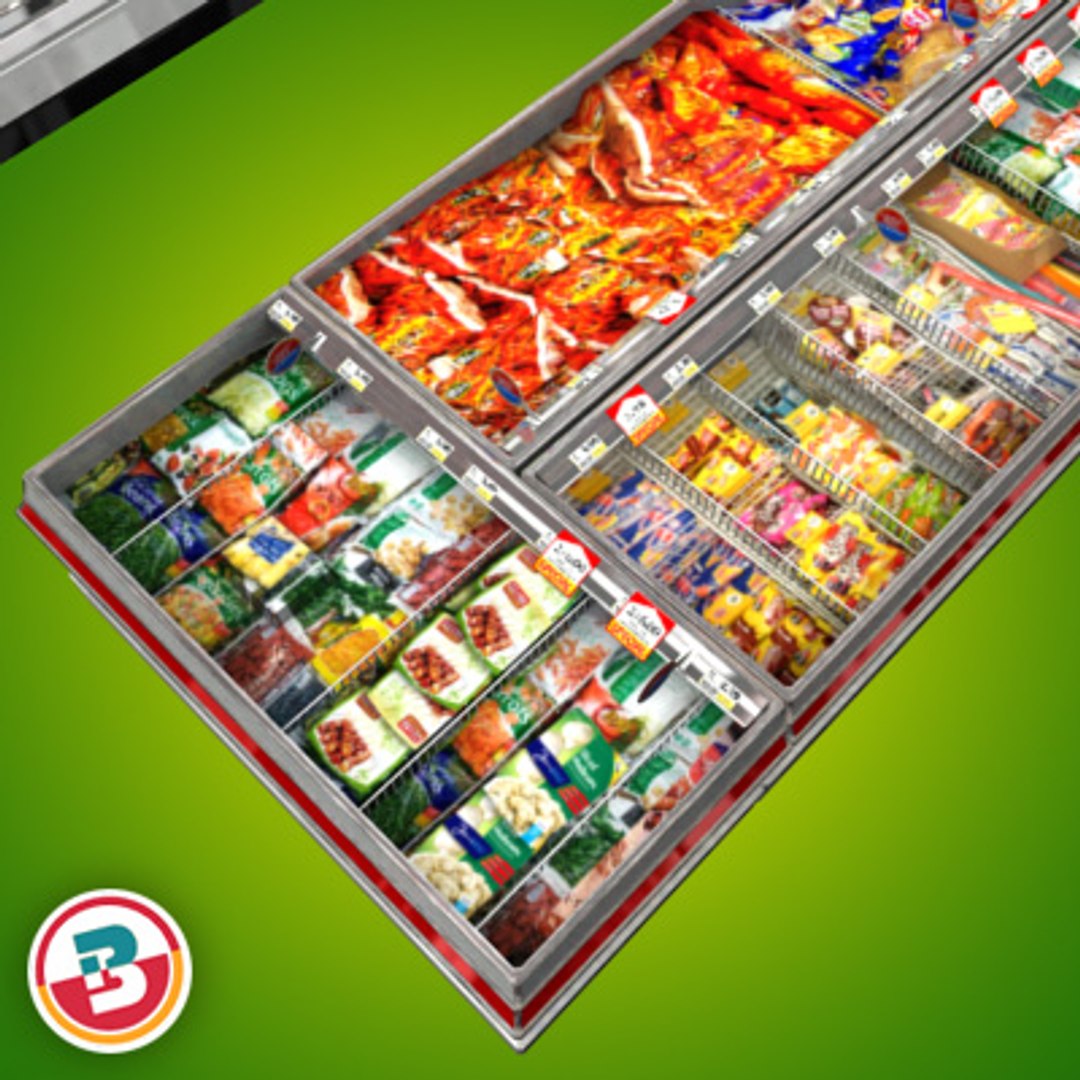 3d model grocery store freezer aisle