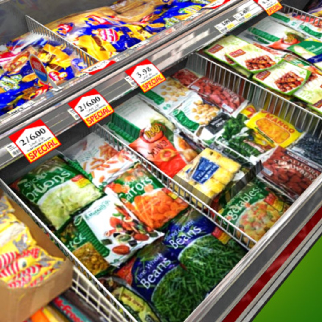 3d model grocery store freezer aisle