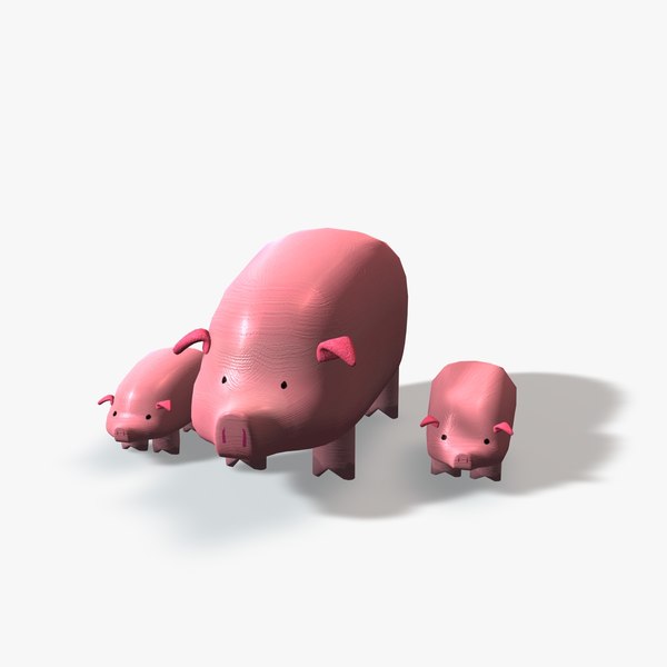 3d simple toy pigs model