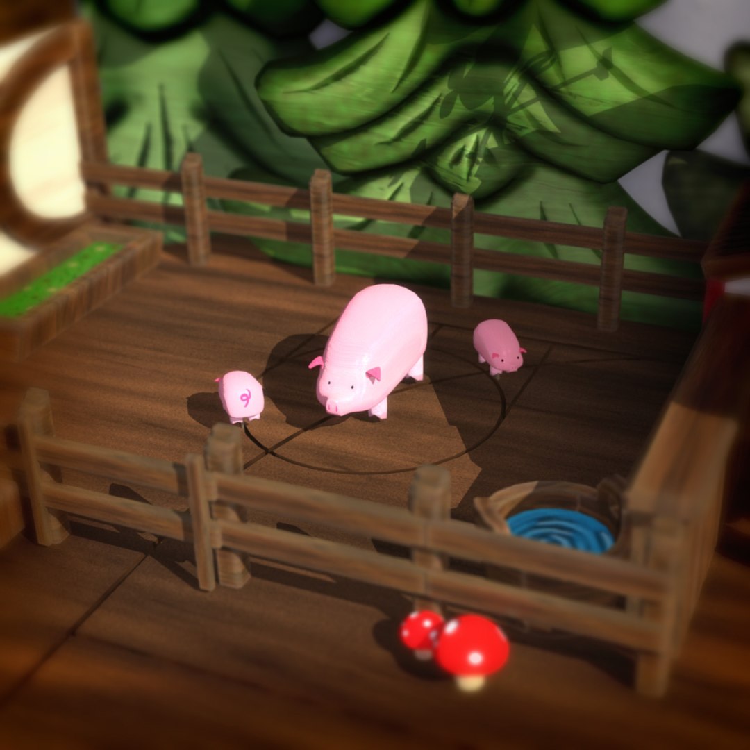 3d Simple Toy Pigs Model