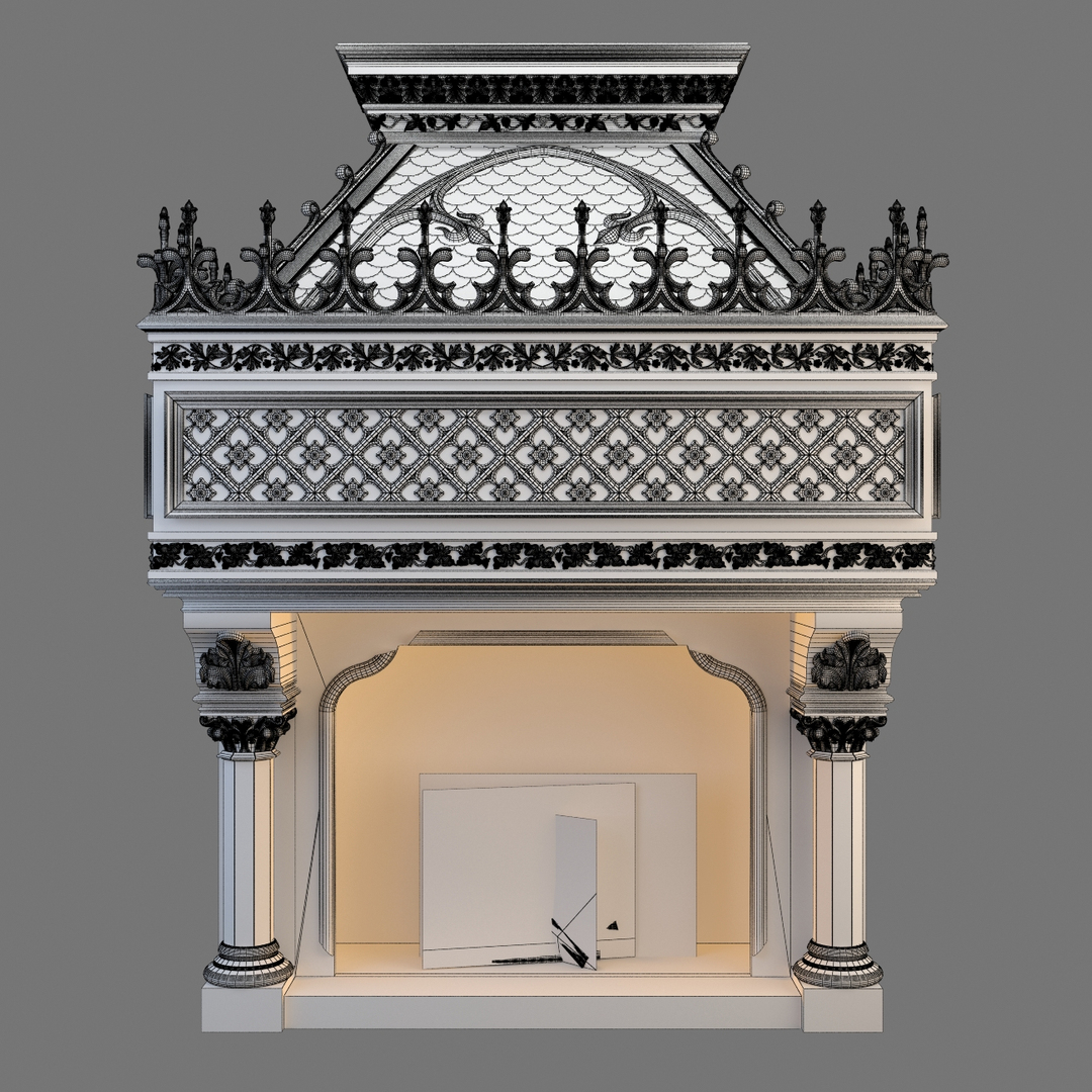 fireplace cnc decoration 3d max