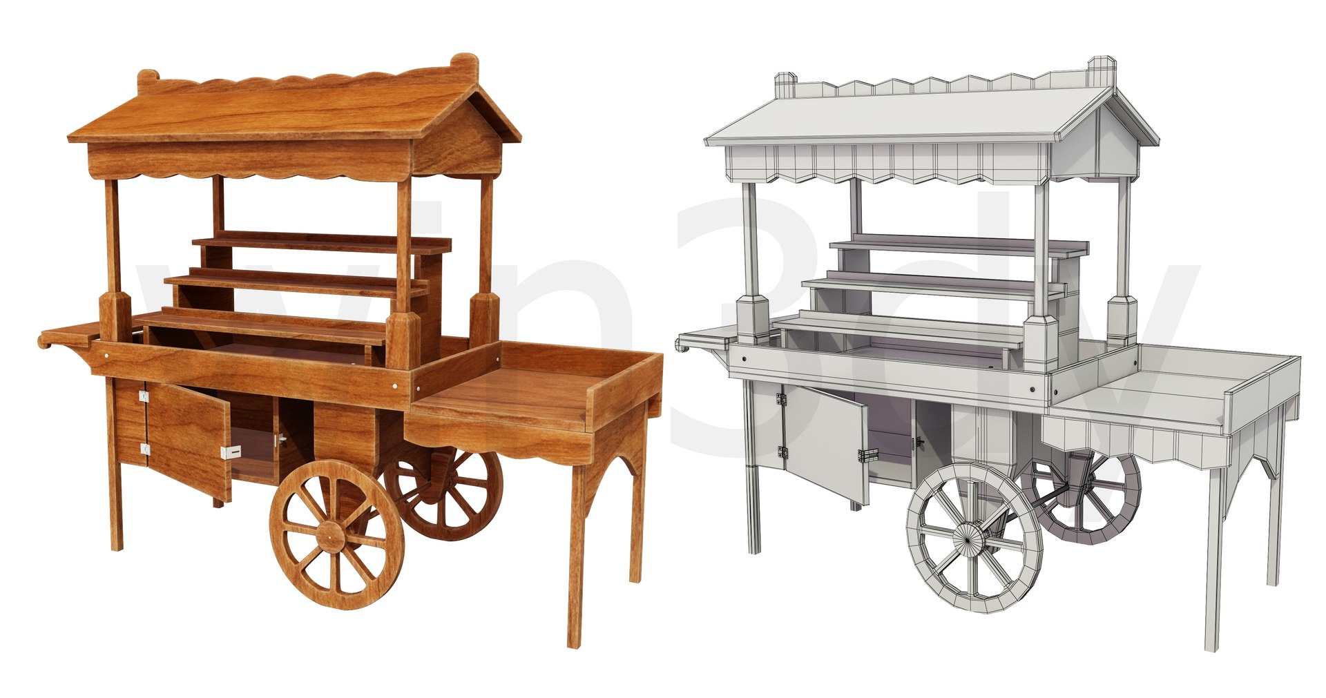 3D model wooden display cart - TurboSquid 1506652