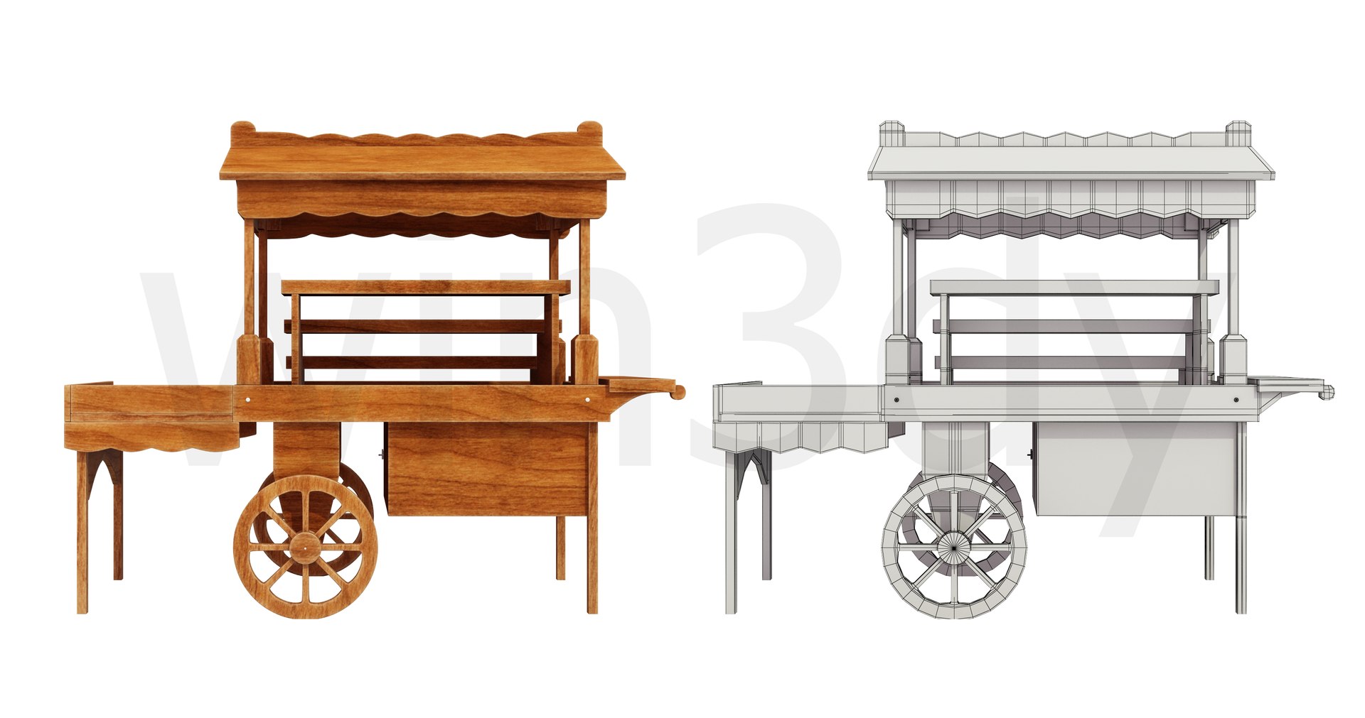 3D model wooden display cart - TurboSquid 1506652
