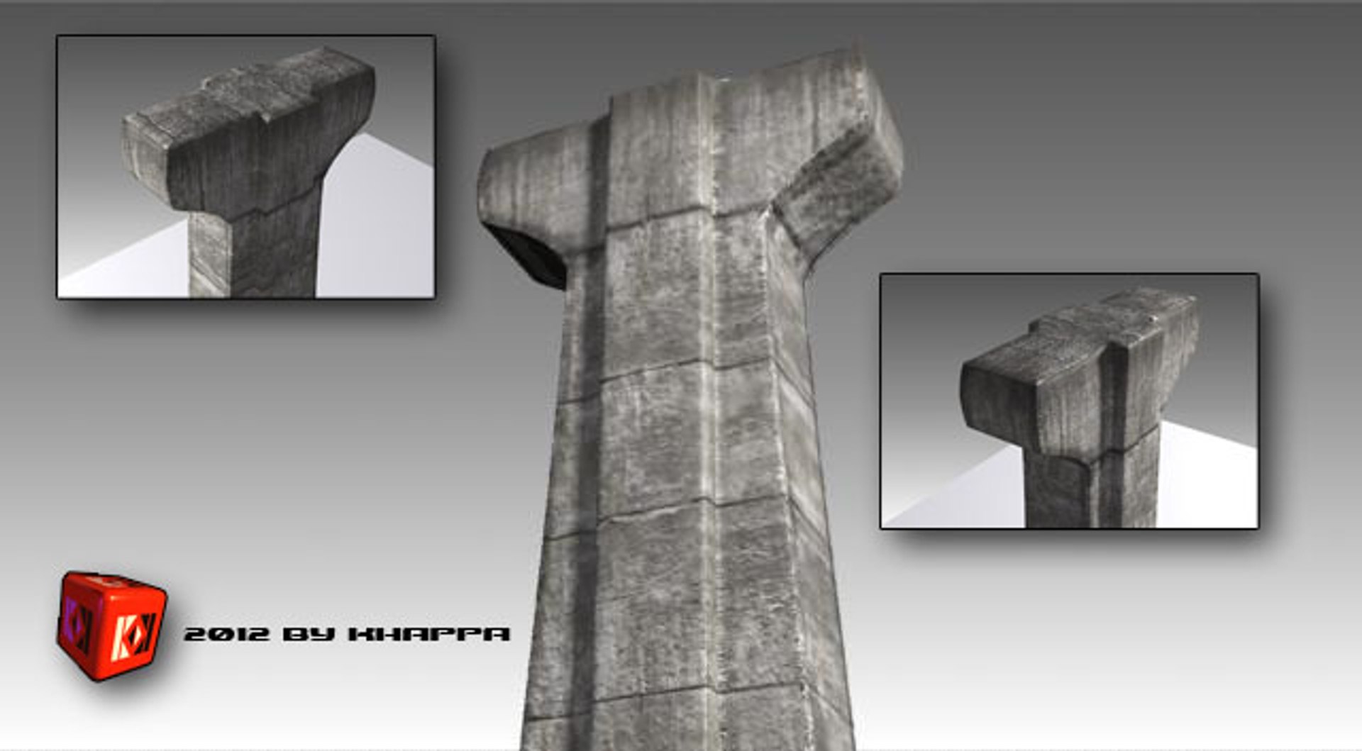 concrete columns big 3d 3ds