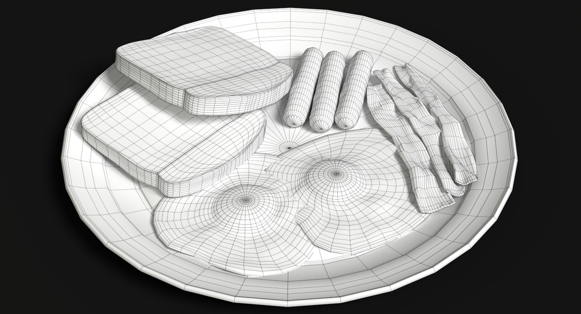 3d Plate Breakfast Model