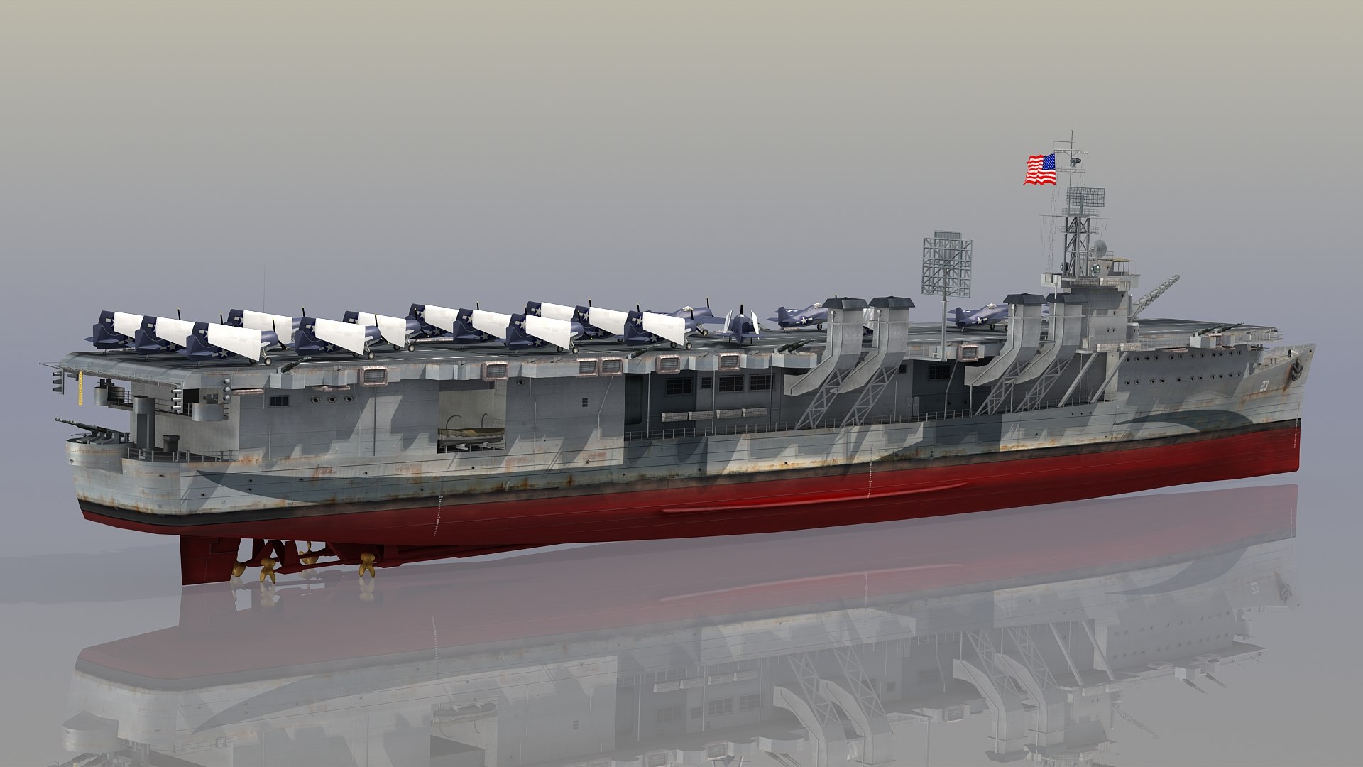 3D Model USS Princeton CVL-23 Independence-class Aircraft Carrier ...