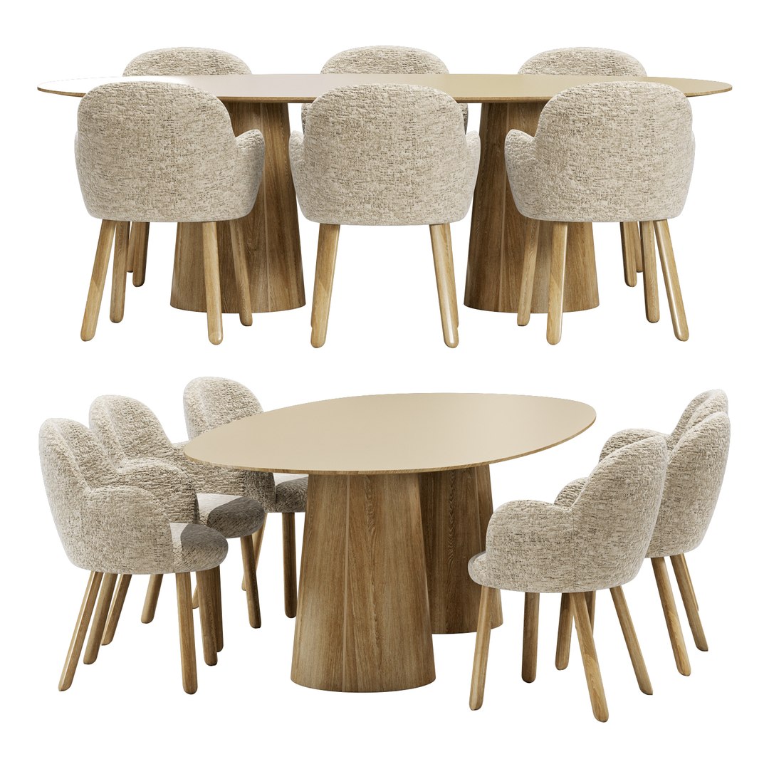Moroso Dining Set Tulp Chair-vol Table Oval 3D Model - TurboSquid 2402616