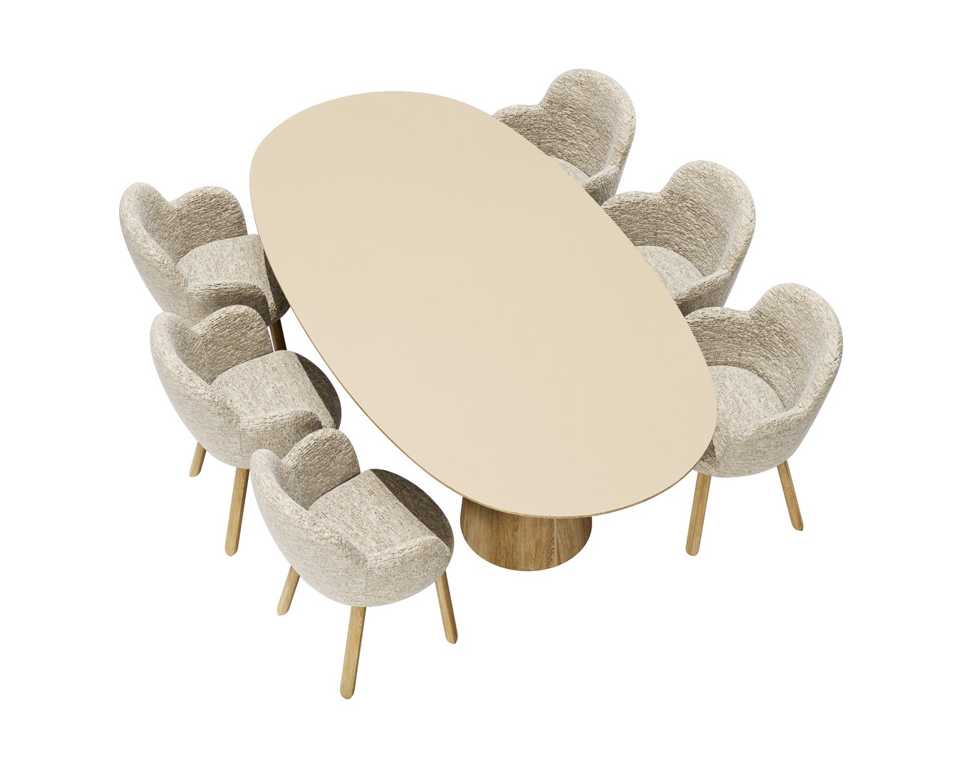 Moroso Dining Set Tulp Chair-vol Table Oval 3D Model - TurboSquid 2402616