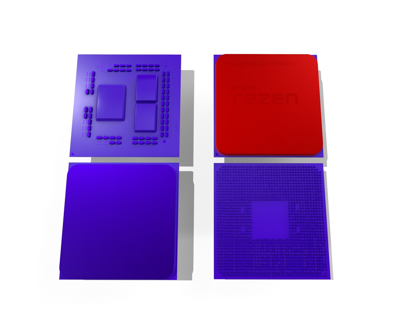 3D Ryzen 9 5900X delidable CPU Low-poly 3D model - TurboSquid 1964113