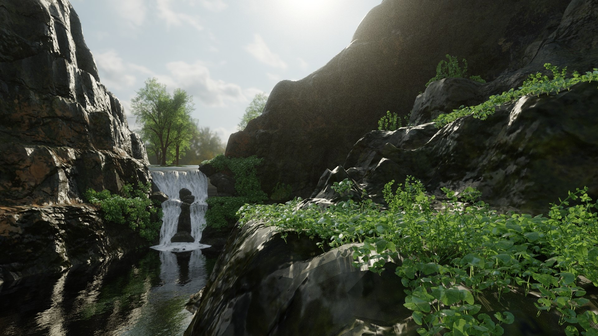3D Scene Mossy Cliff Rock - TurboSquid 1663968