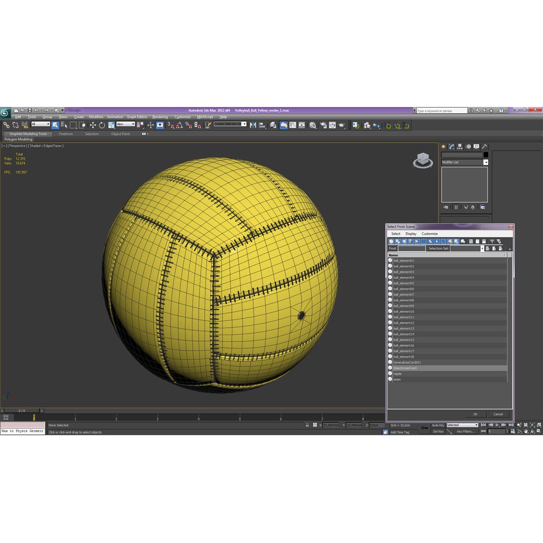 3ds volleyball ball yellow