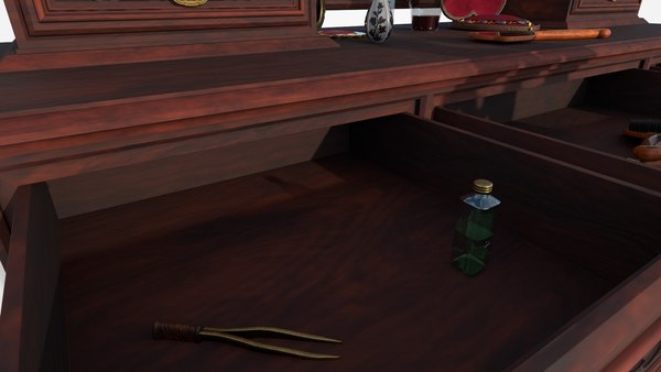 3D Victorian dressing table - openable - TurboSquid 1894623