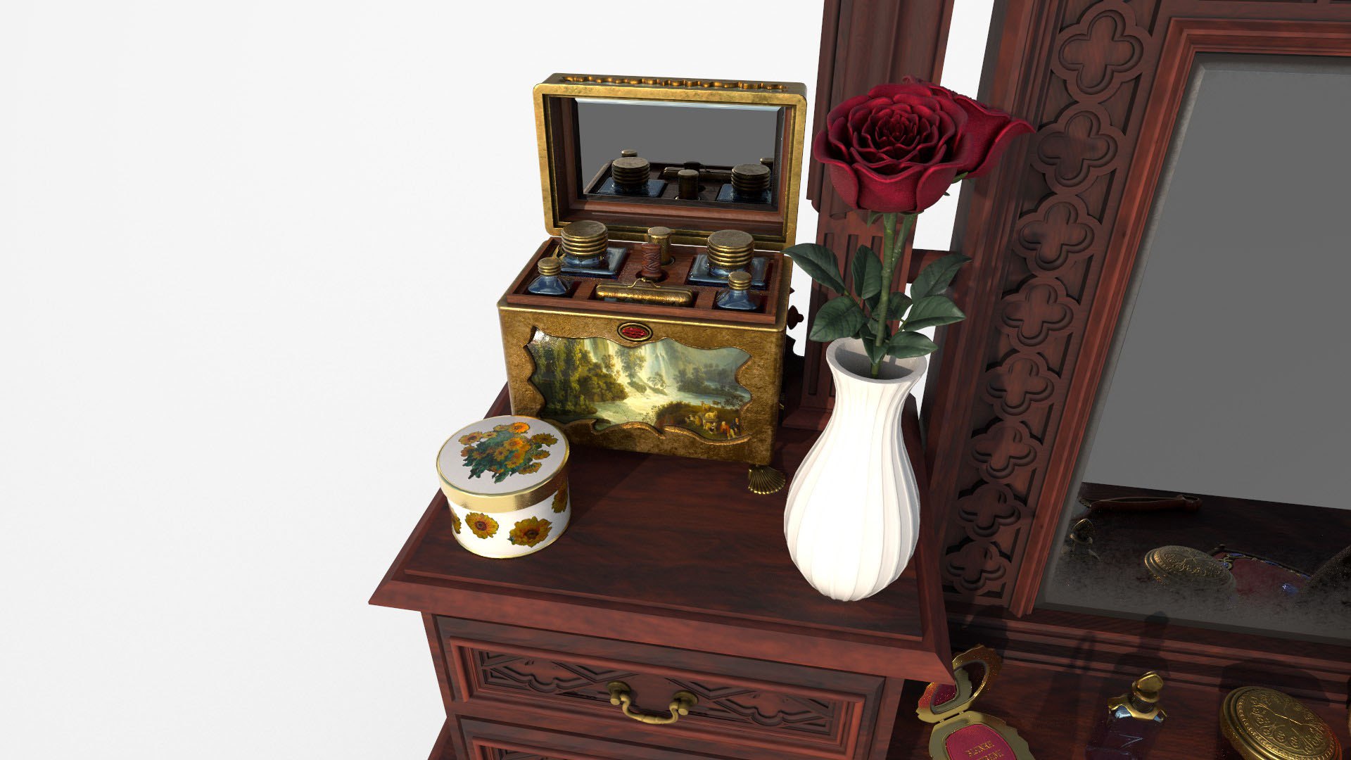 3D Victorian dressing table - openable - TurboSquid 1894623