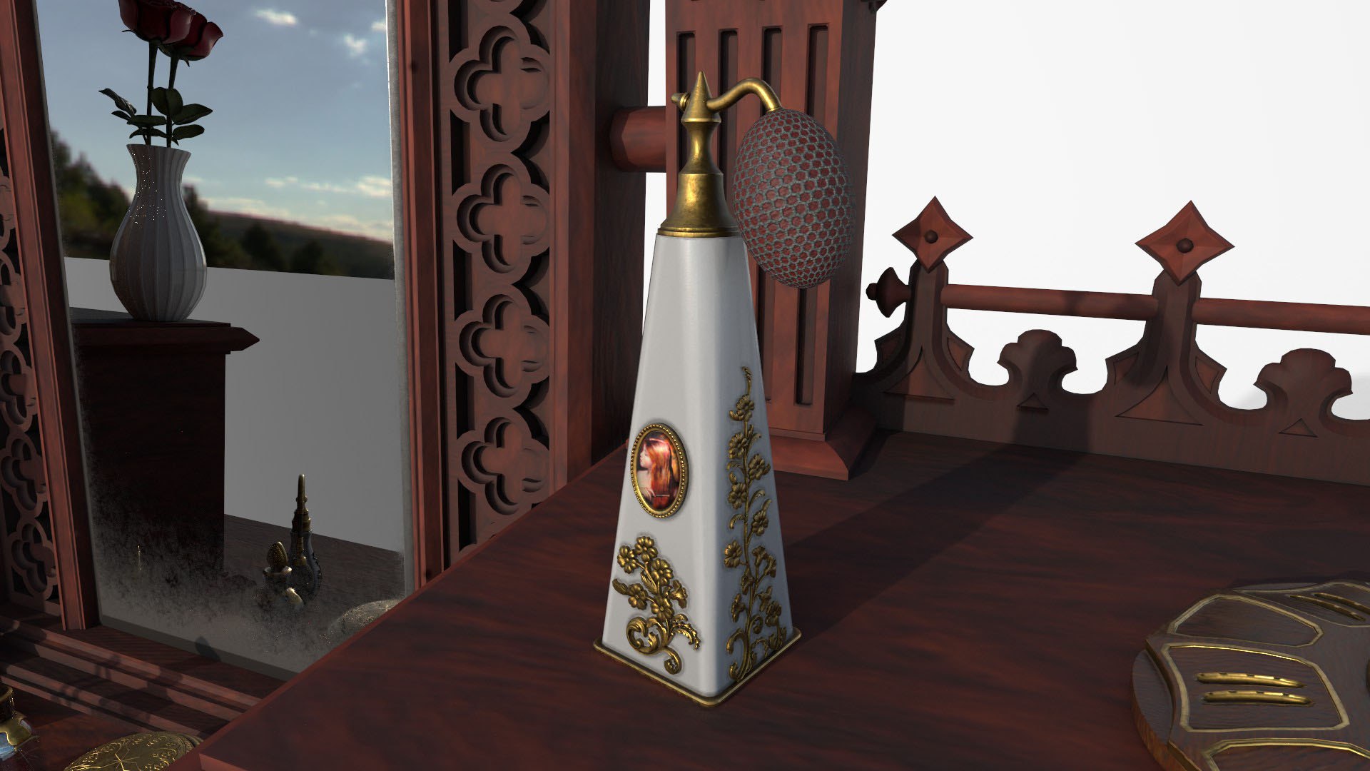 3D Victorian dressing table - openable - TurboSquid 1894623