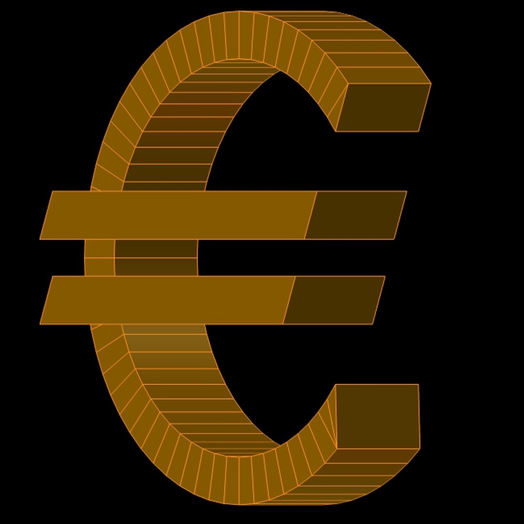 euro sign symbol 3d model