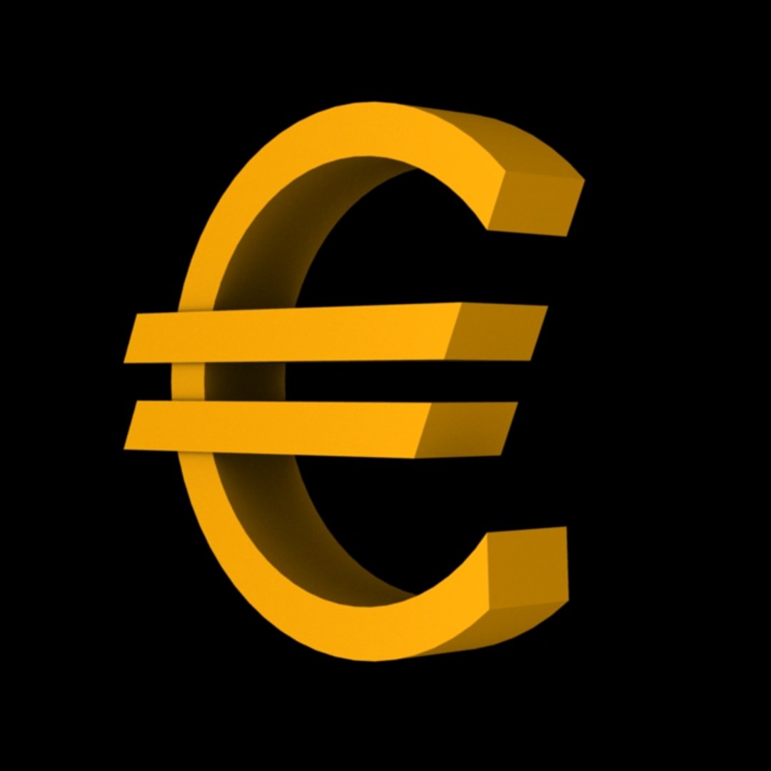 euro sign symbol 3d model