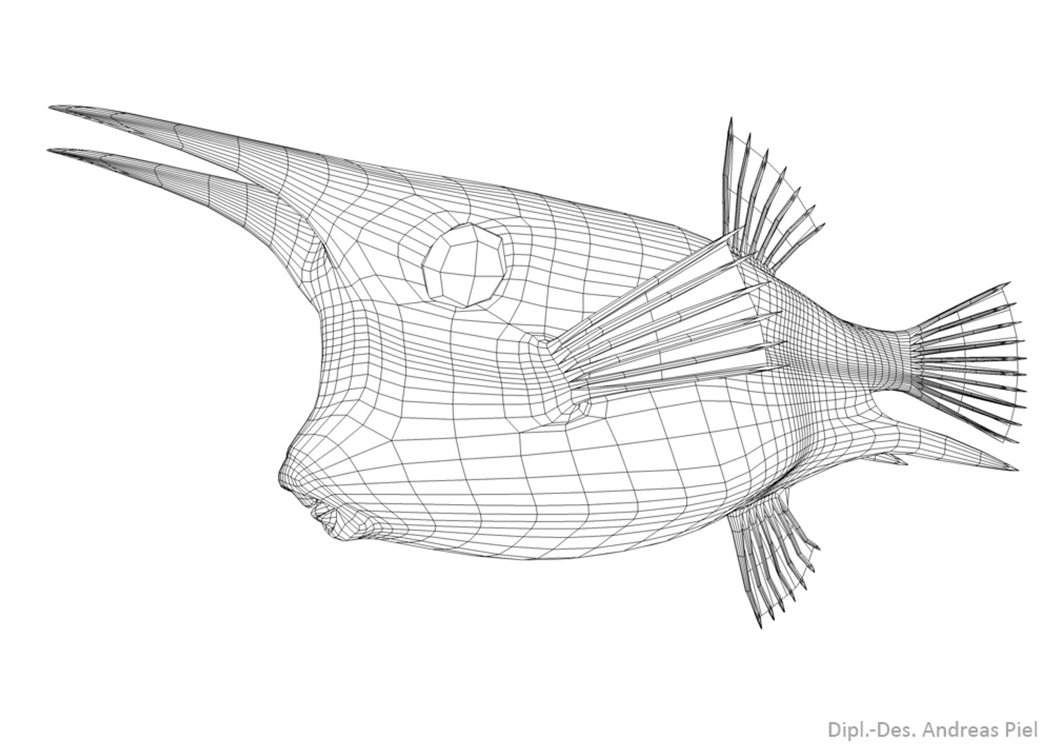 3d model of longhorn cowfish fishes