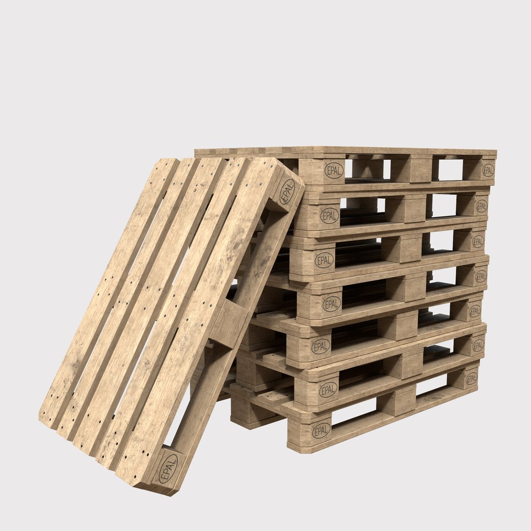 3D Model Pile Of Wooden Pallets - TurboSquid 2421486