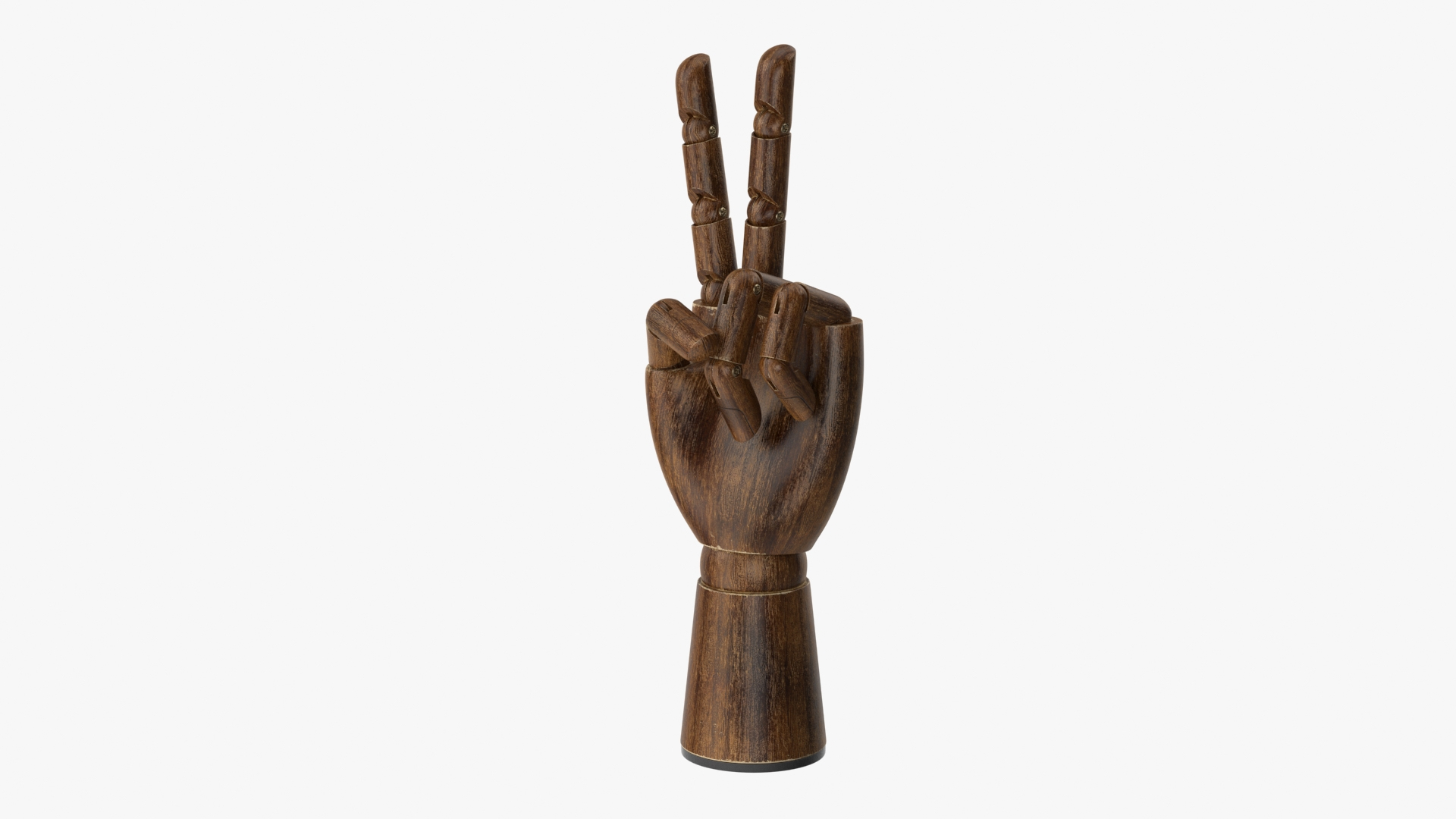 Dark Wood Mannequin Hand Peace Pose 3D Model - TurboSquid 1991637