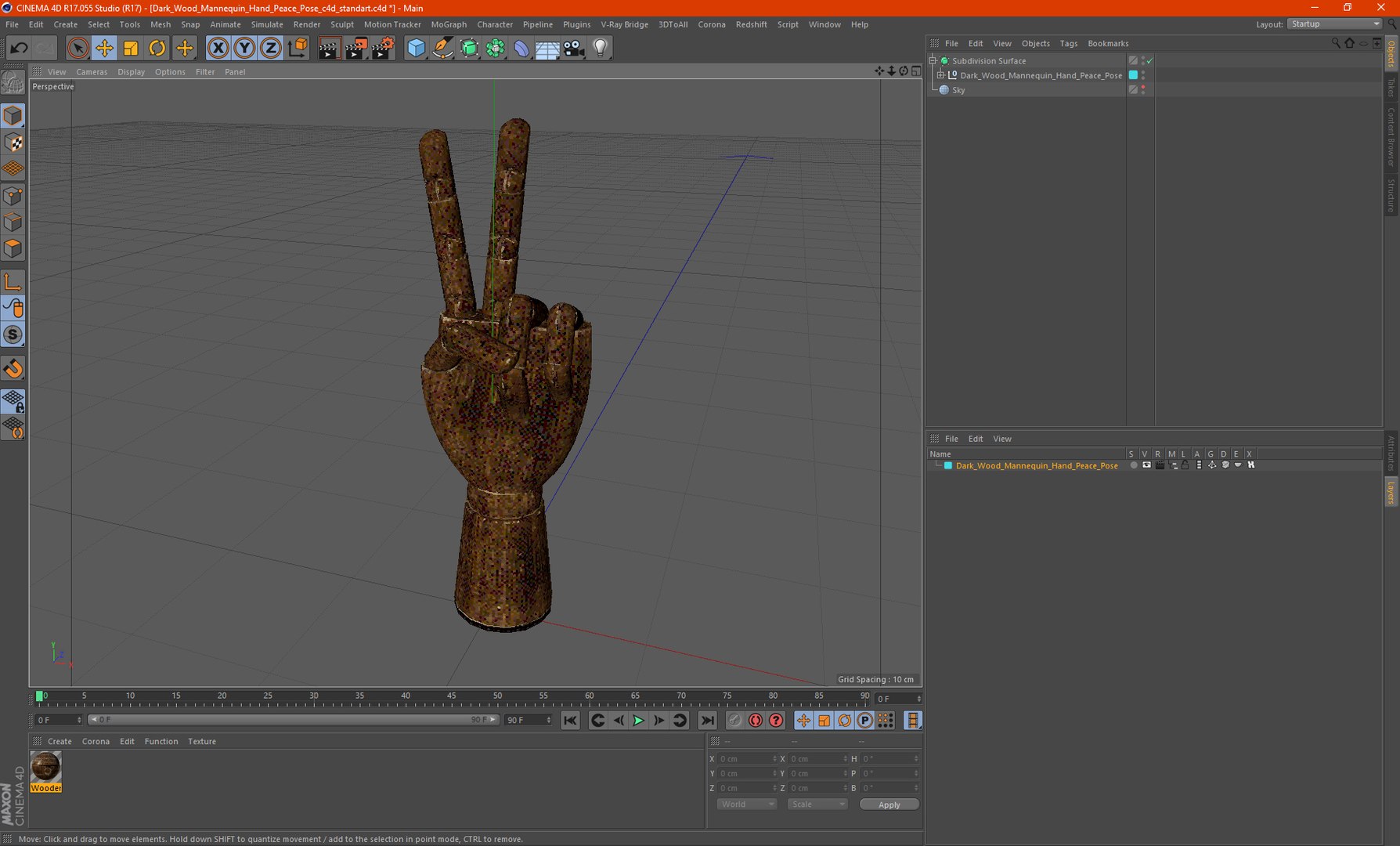 Dark Wood Mannequin Hand Peace Pose 3D model - TurboSquid 1991637
