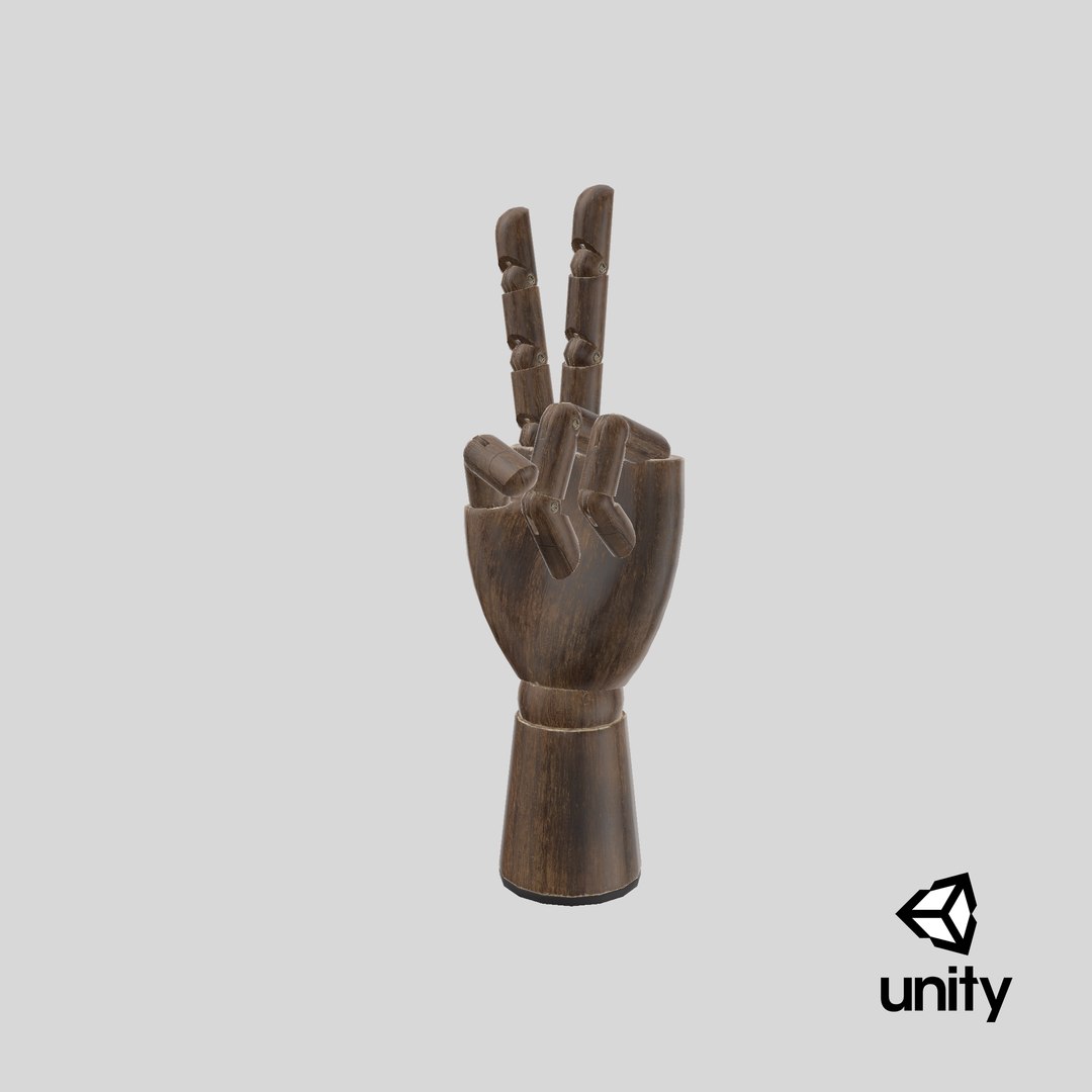 Dark Wood Mannequin Hand Peace Pose 3D model - TurboSquid 1991637