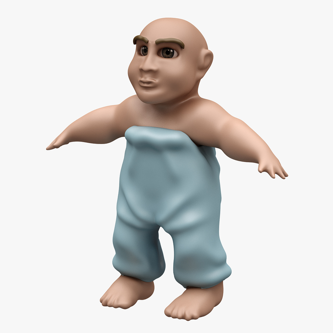 child rigged t-pose 3d max