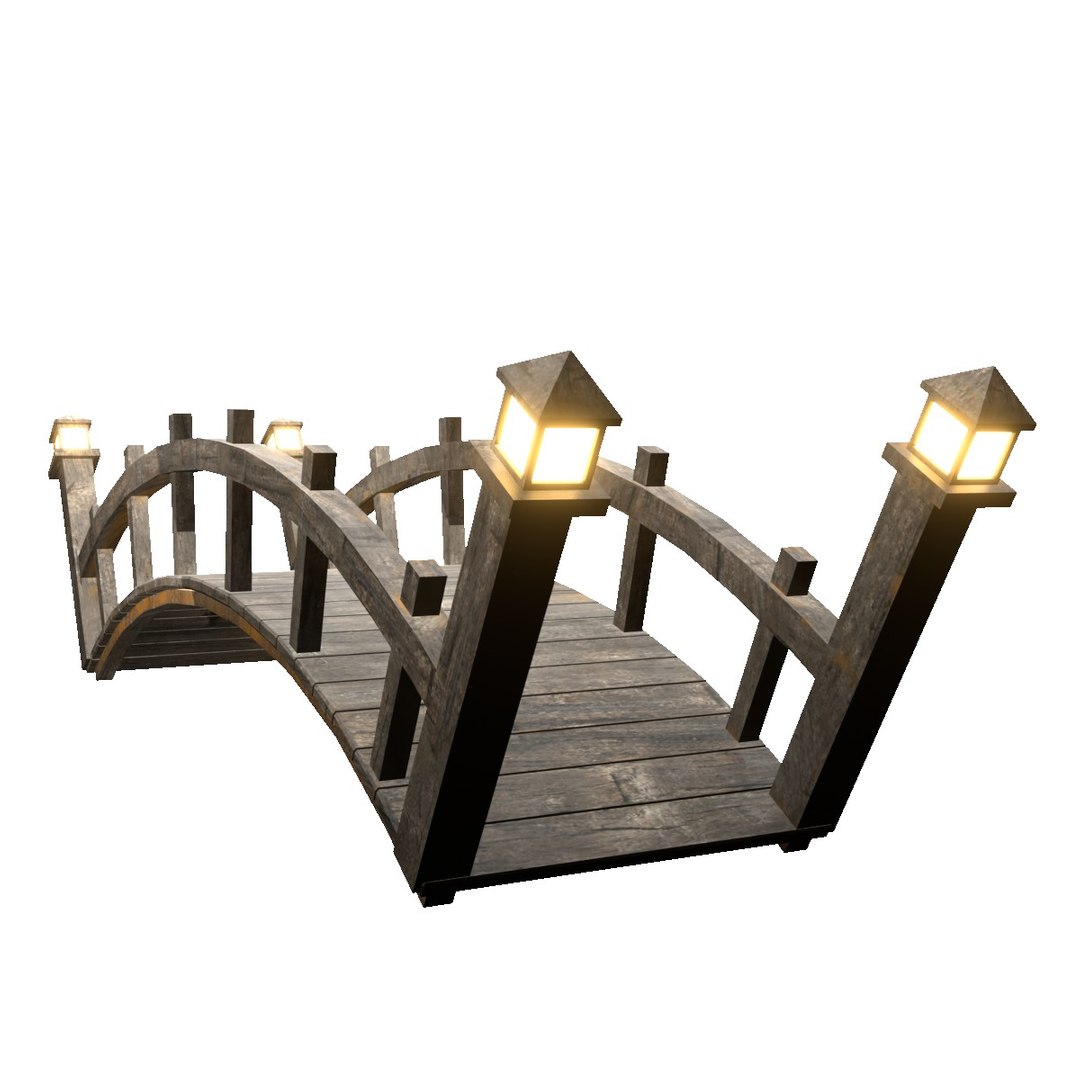 A Wooden Bridge With Lights 3D - TurboSquid 2228653