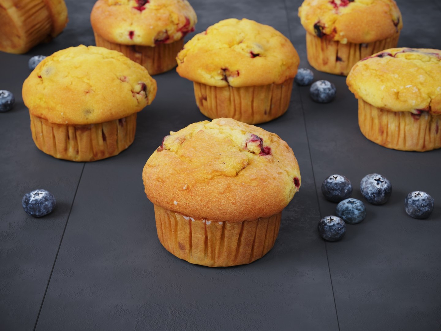 Muffin Blueberry Model - TurboSquid 2098434