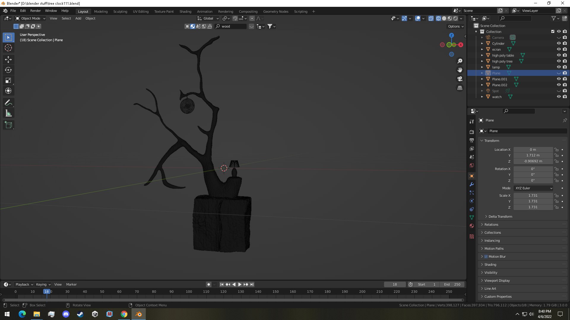 3D interior scene clock in the tree model - TurboSquid 1879128
