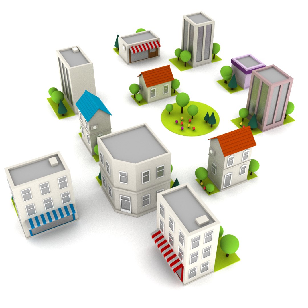 3D Cartoon Building Model - TurboSquid 1338066