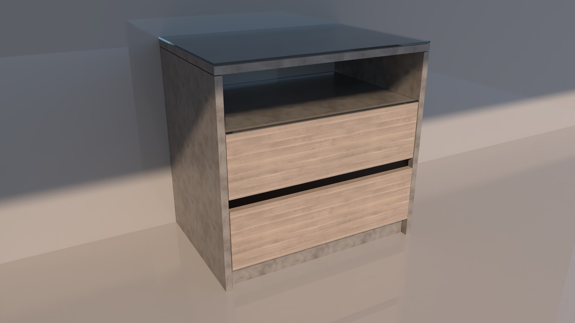 MonoSlate Bedside Table Drawer Shelf Combo Model - TurboSquid 2414021