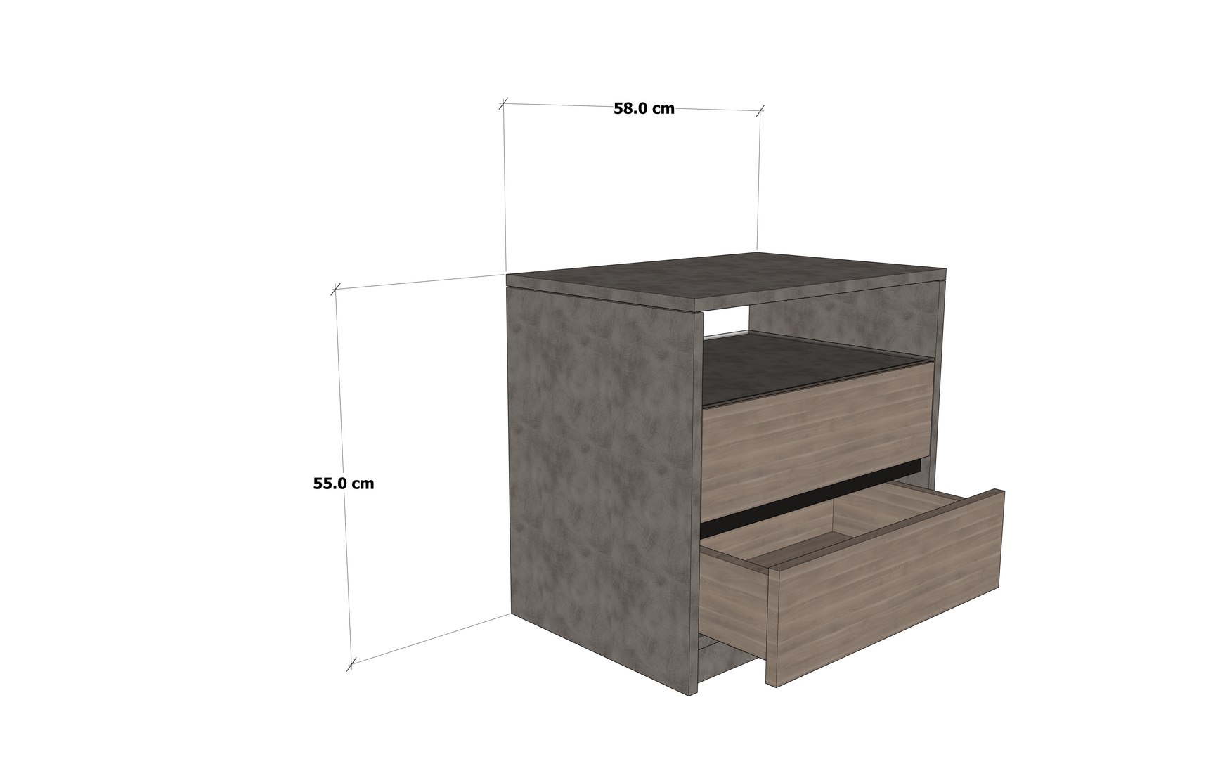 MonoSlate Bedside Table Drawer Shelf Combo Model - TurboSquid 2414021