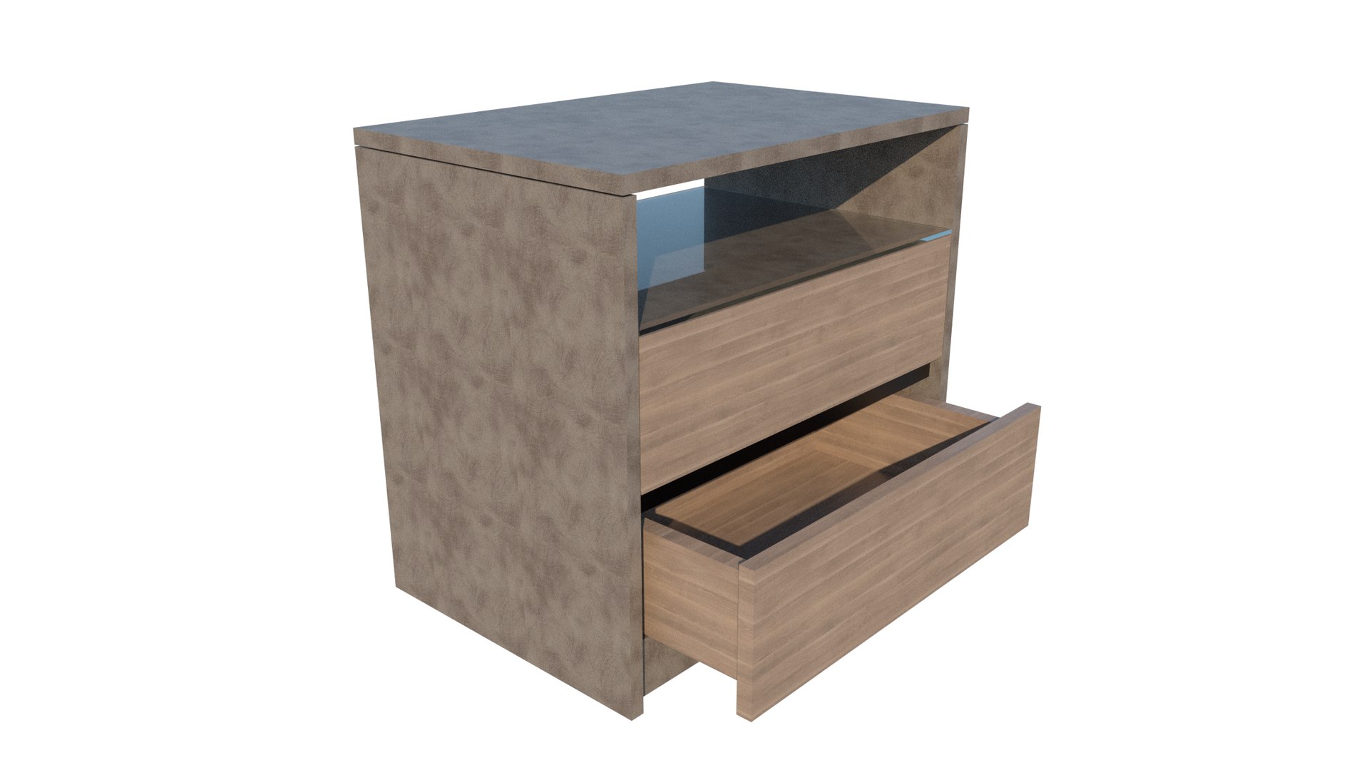 MonoSlate Bedside Table Drawer Shelf Combo Model - TurboSquid 2414021