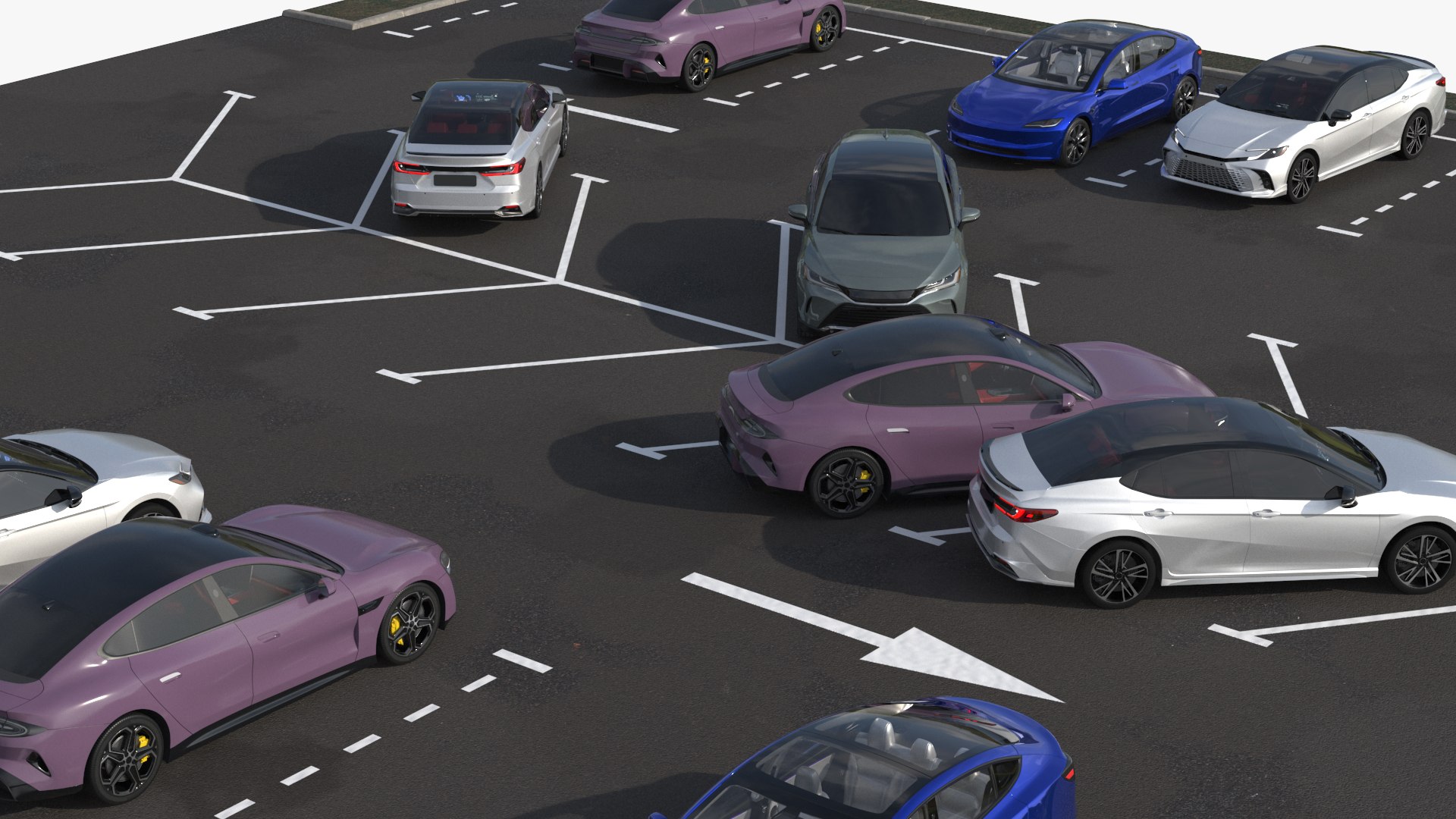 3D Residential Car Parking Area With Car - TurboSquid 2388345