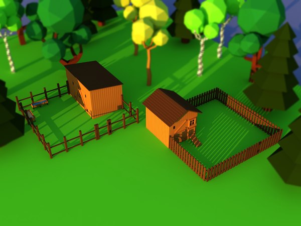 3D Cute cartoon village wooden animal farm Low Poly - TurboSquid 1968196