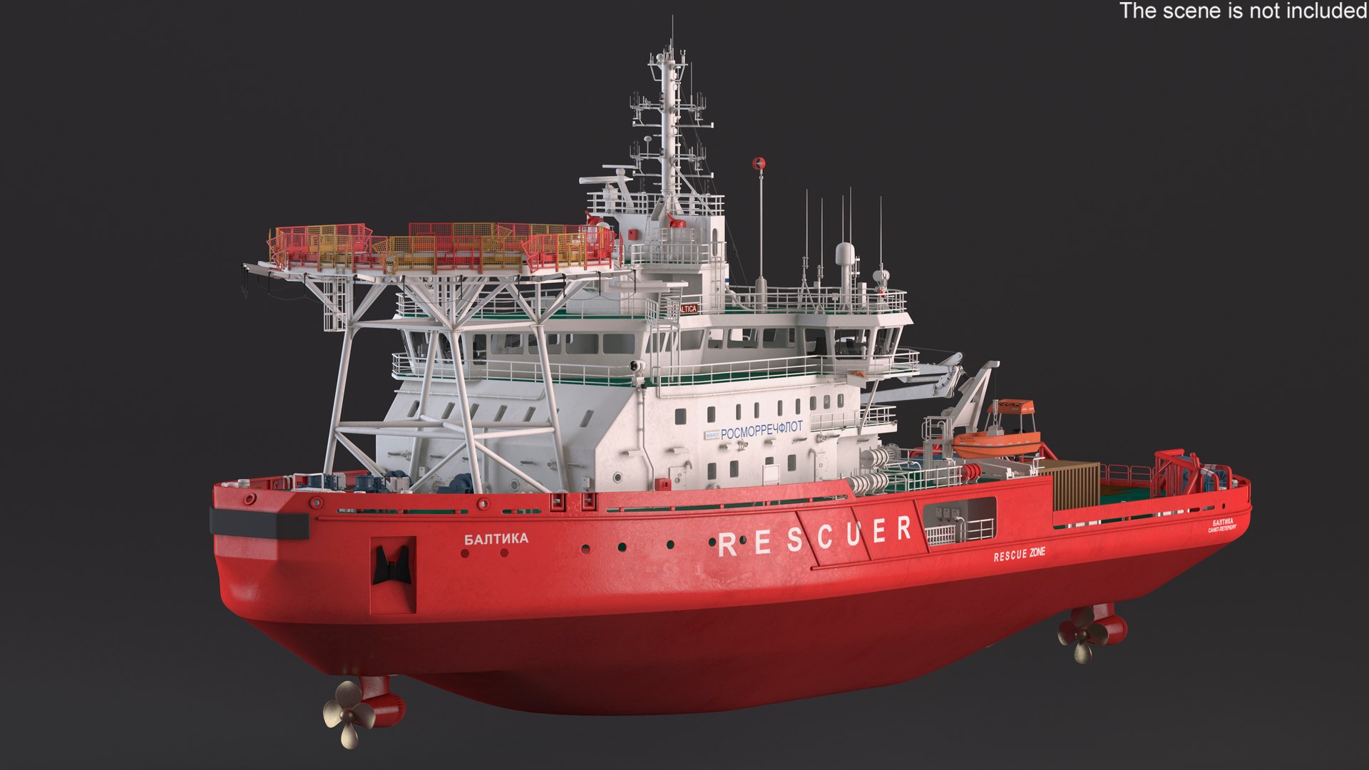 Russian Rescue Icebreaker With Helipad 3D - TurboSquid 2385187